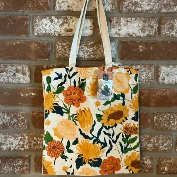 Go Eco Ciroa | Bags | Go Eco Ciroa Floral Cotton Canvas Large Tote ...